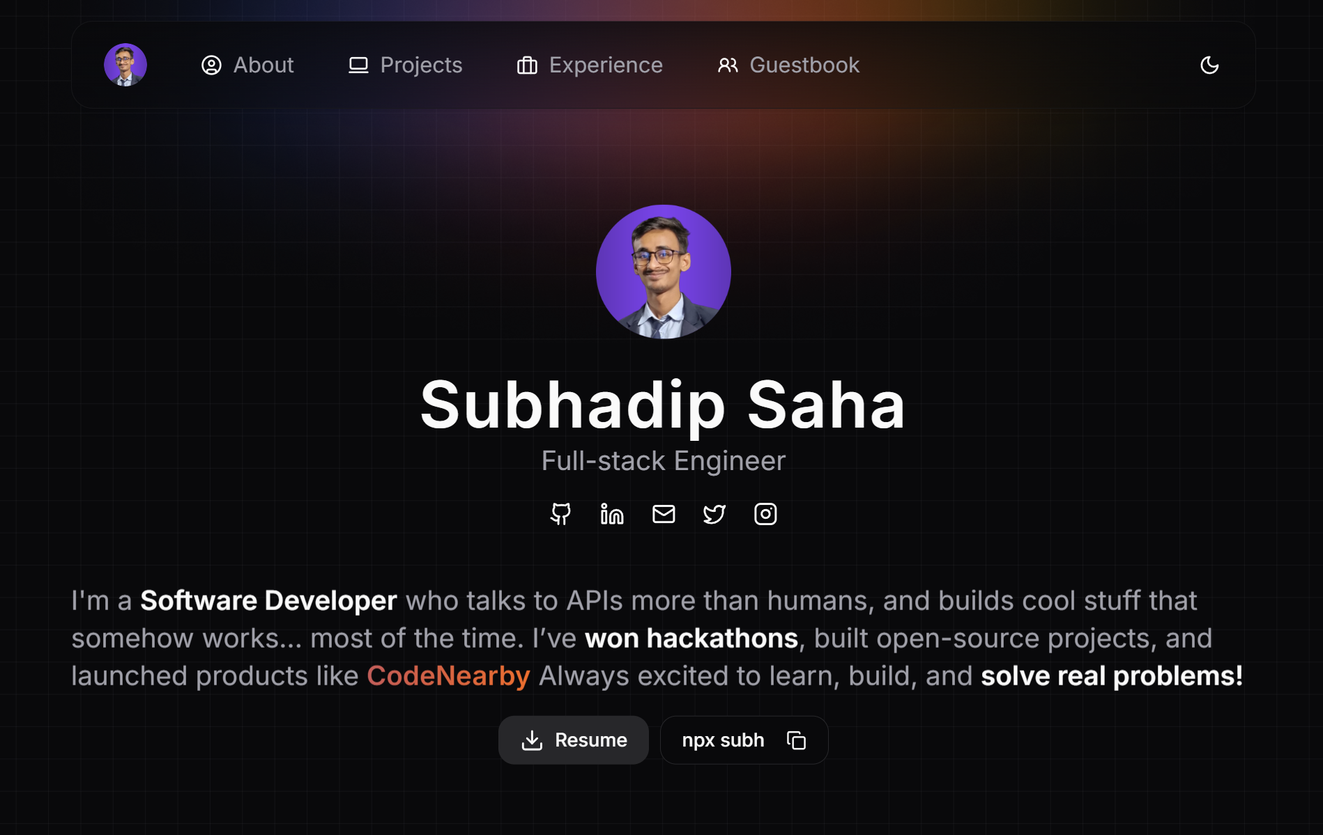 Subhadip Saha - Full-Stack Developer Portfolio